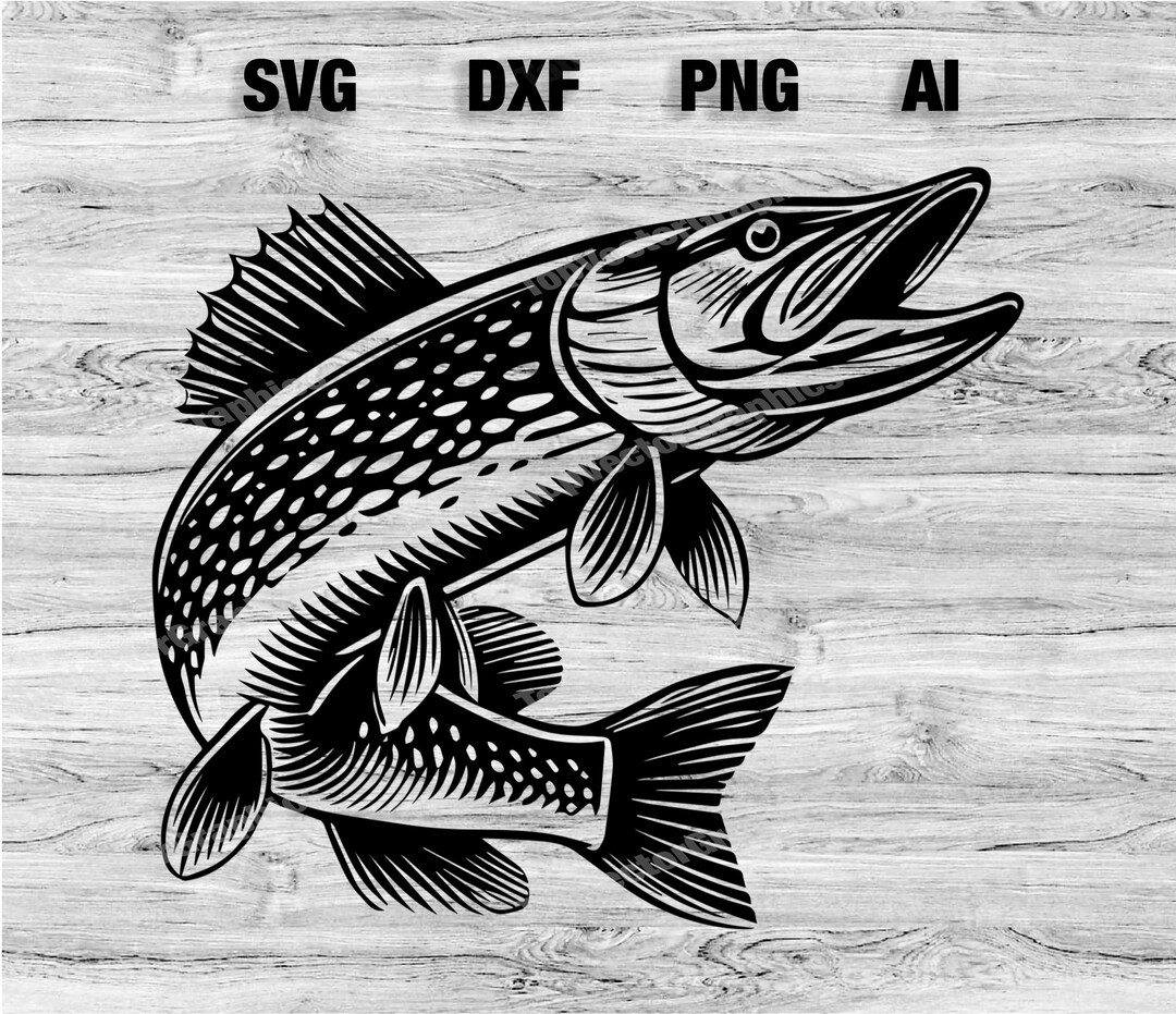 Northern Pike Fish Cut File | Outdoor Fishing Graphic Wall Art ...