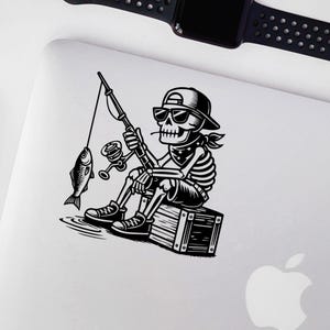 Skeleton Fishing Vector Graphic for DIY Crafts and Projects | Skull ...