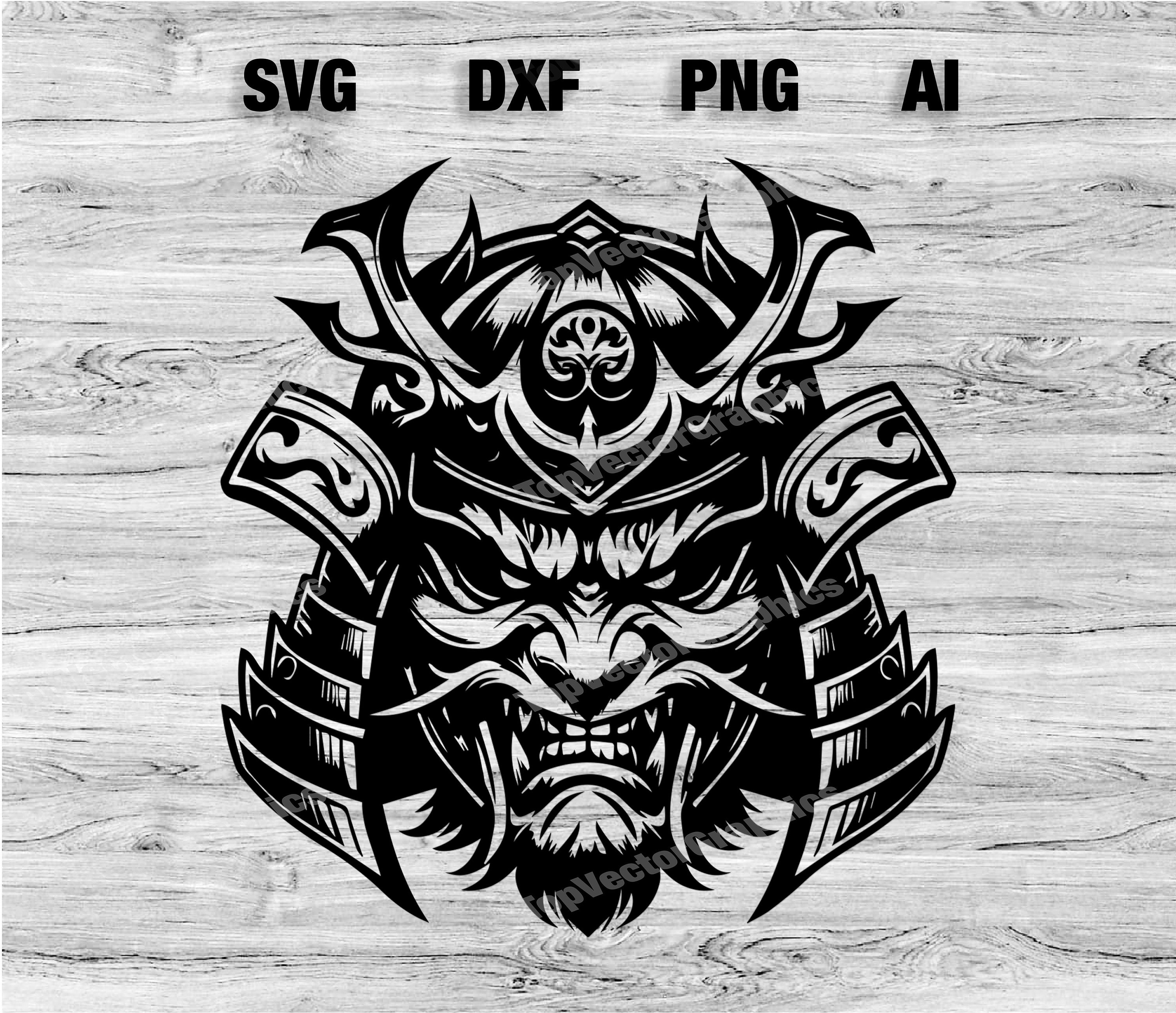 Samurai Face Mask Cut Files Samurai Mask Vector Silhouette, Cameo ...