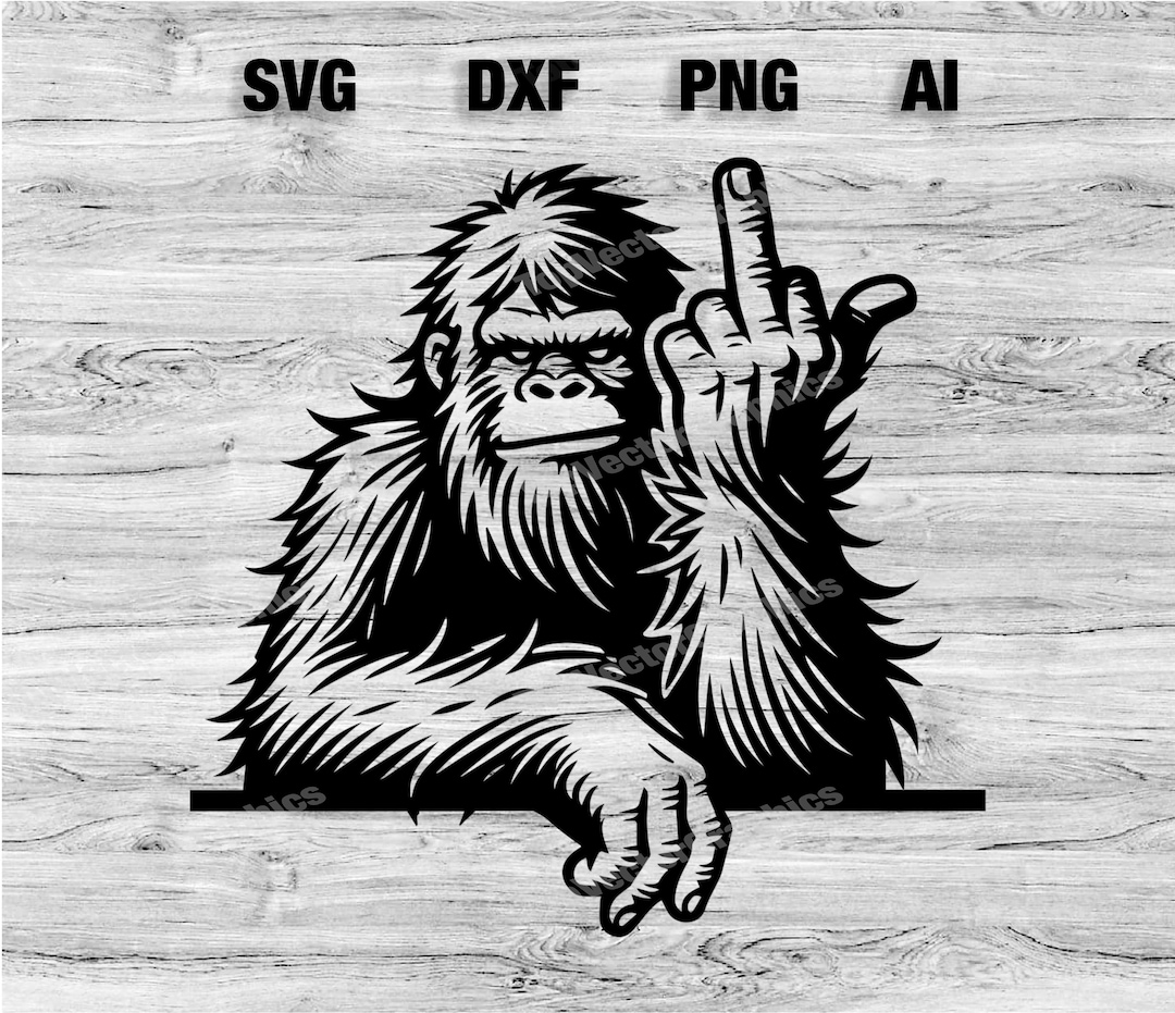 Peeking Bigfoot Middle Finger | Bigfoot Vector Graphic Laser File ...