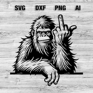 Peeking Bigfoot Middle Finger | Bigfoot Vector Graphic Laser File ...