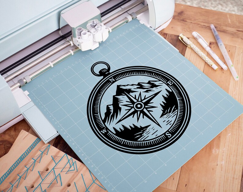 Compass Mountain Cut File Outdoor Compass Rose Vector Graphic ...