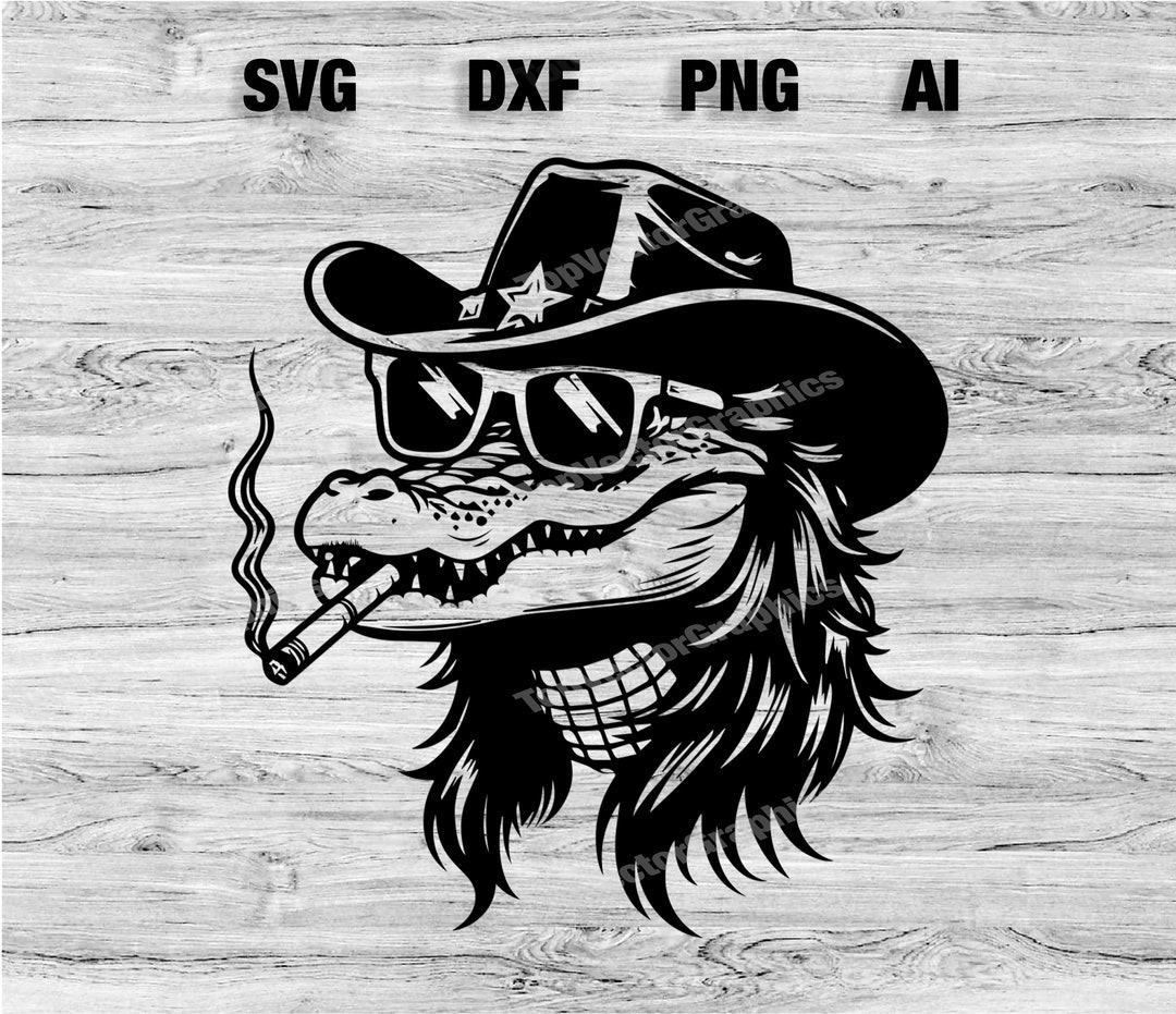 Gator Mullet With Sunglasses Smoking File | Cool Gator Cowboy Hat ...