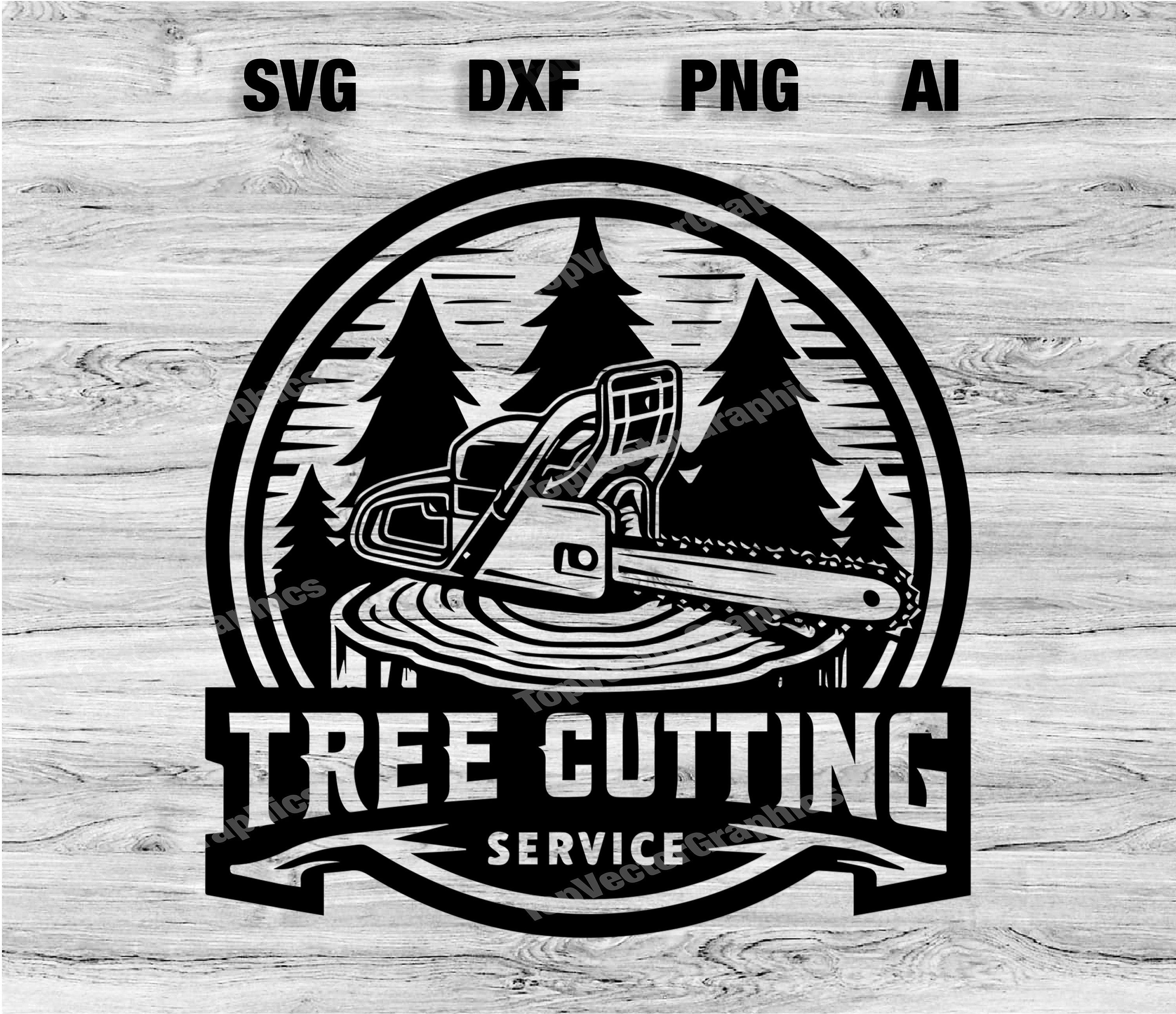 Professional Tree Cutting Service Logo Design Chainsaw SVG, PNG, Dxf ...