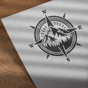 Compass Mountain Cut File | Outdoor Compass Rose Vector Graphic ...