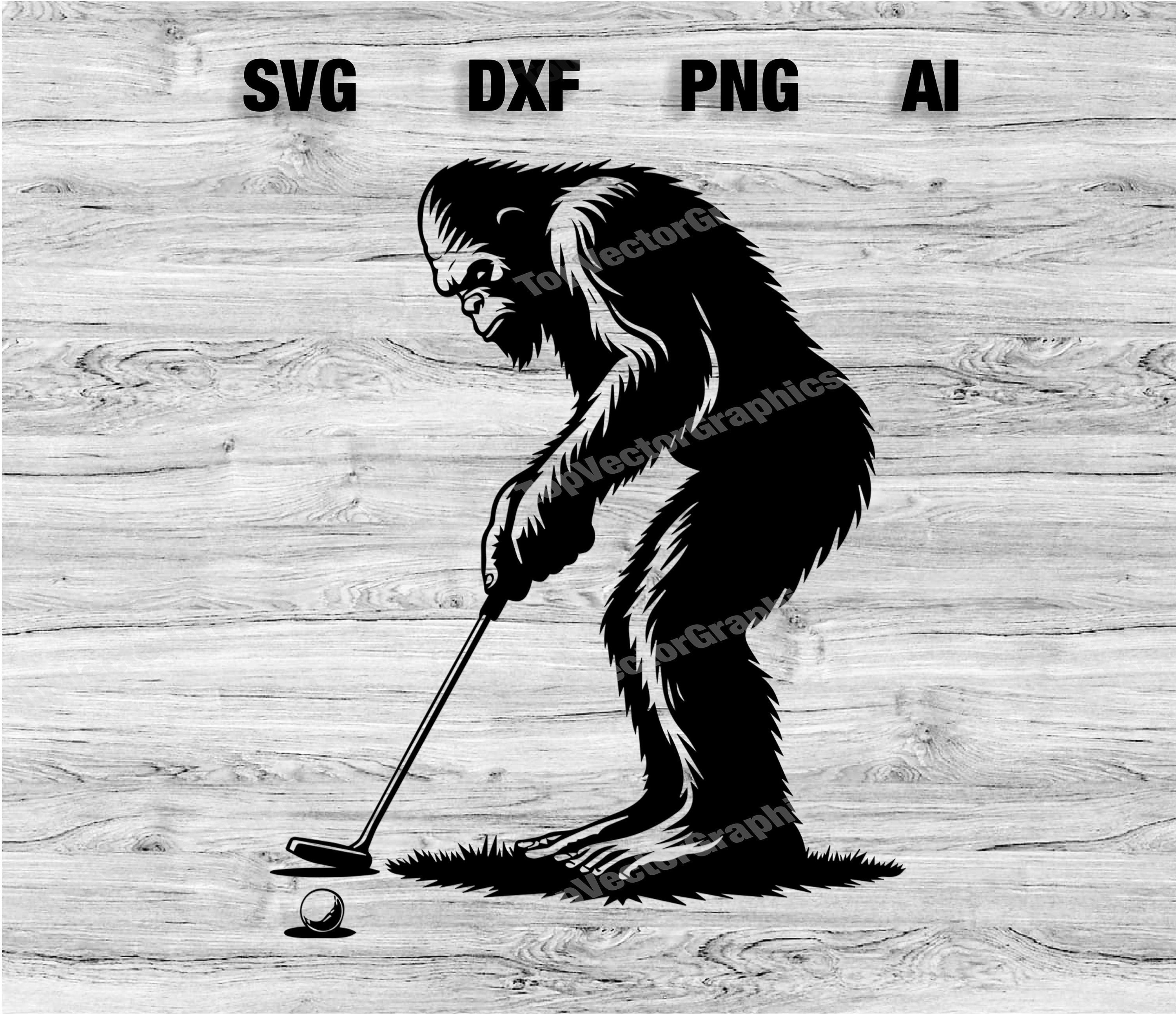 Bigfoot Put Put Silhouette Cut Files | Fun Golf Bigfoot Vector ...