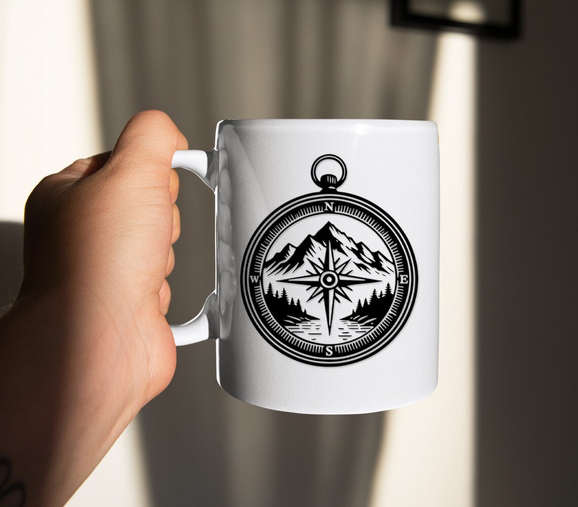 Compass Mountain Cut File | Outdoor Compass Rose Vector Graphic ...