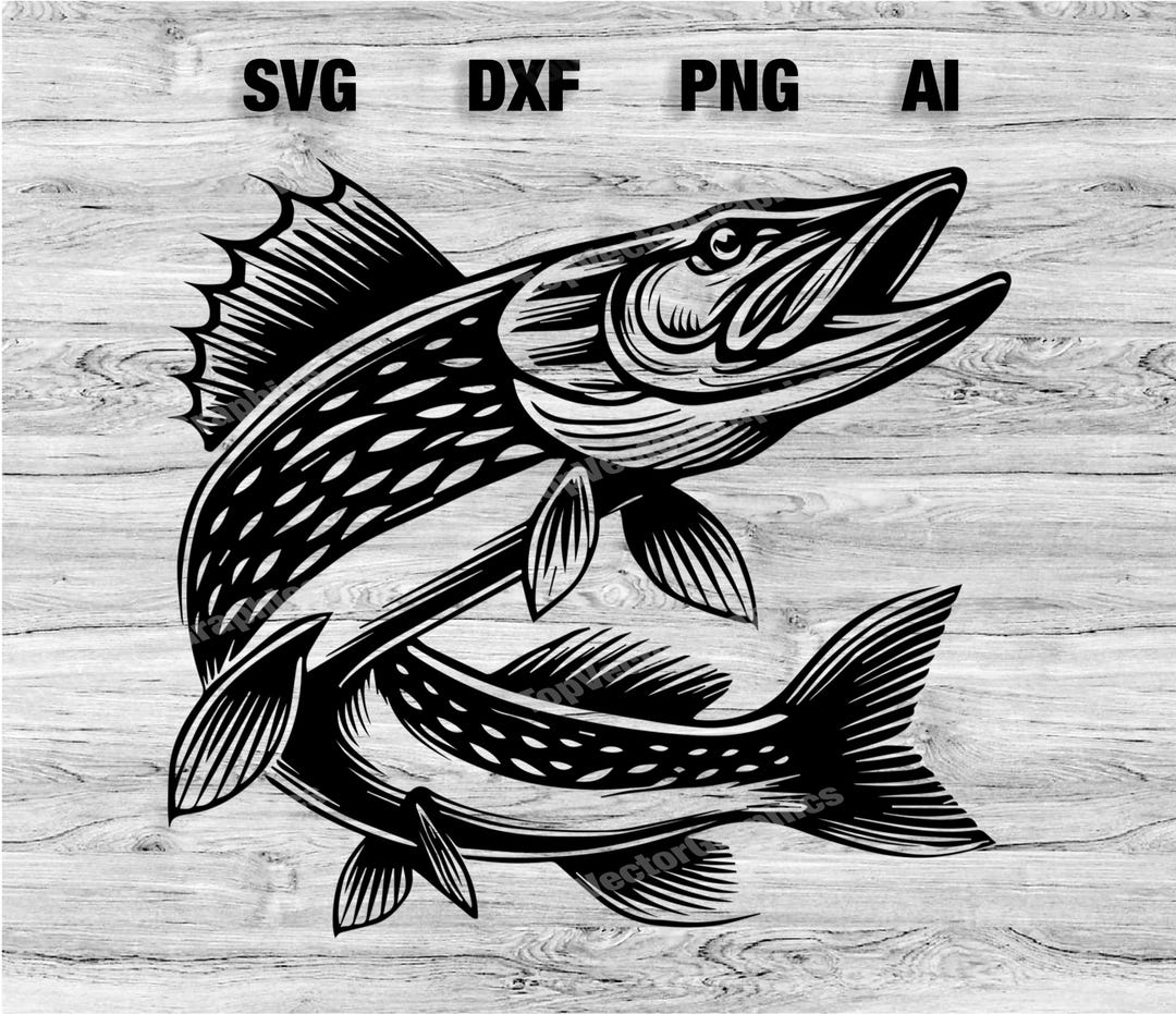 Northern Pike Fish Cut File | Outdoor Fishing Graphic Wall Art ...