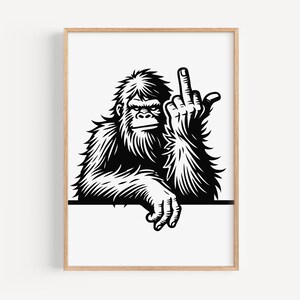 Peeking Bigfoot Middle Finger | Bigfoot Vector Graphic Laser File ...