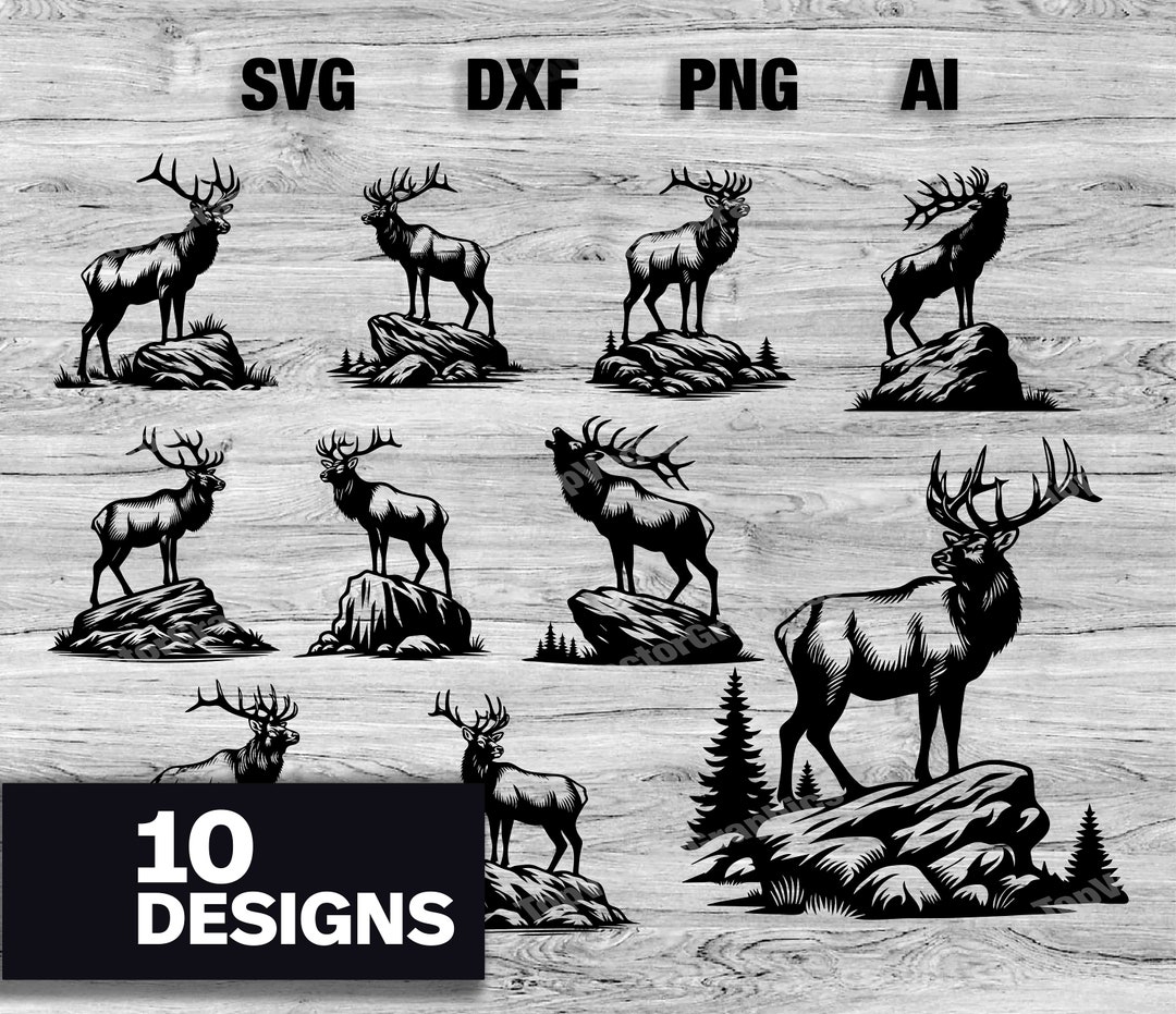 10 Elk Boulder Vector Graphics for DIY Crafts and Projects | Elk ...