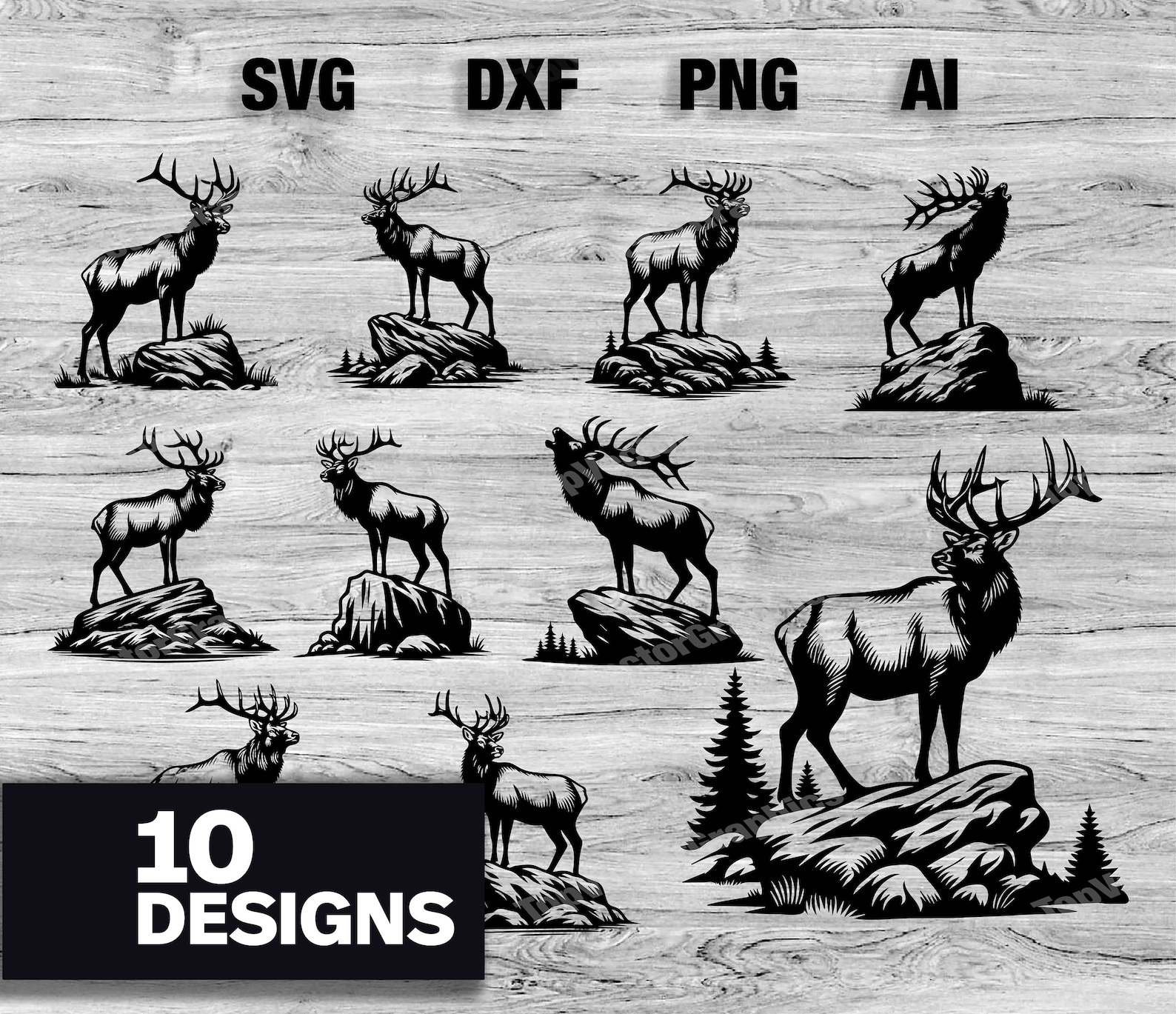 10 Elk Boulder Vector Graphics for DIY Crafts and Projects | Elk ...