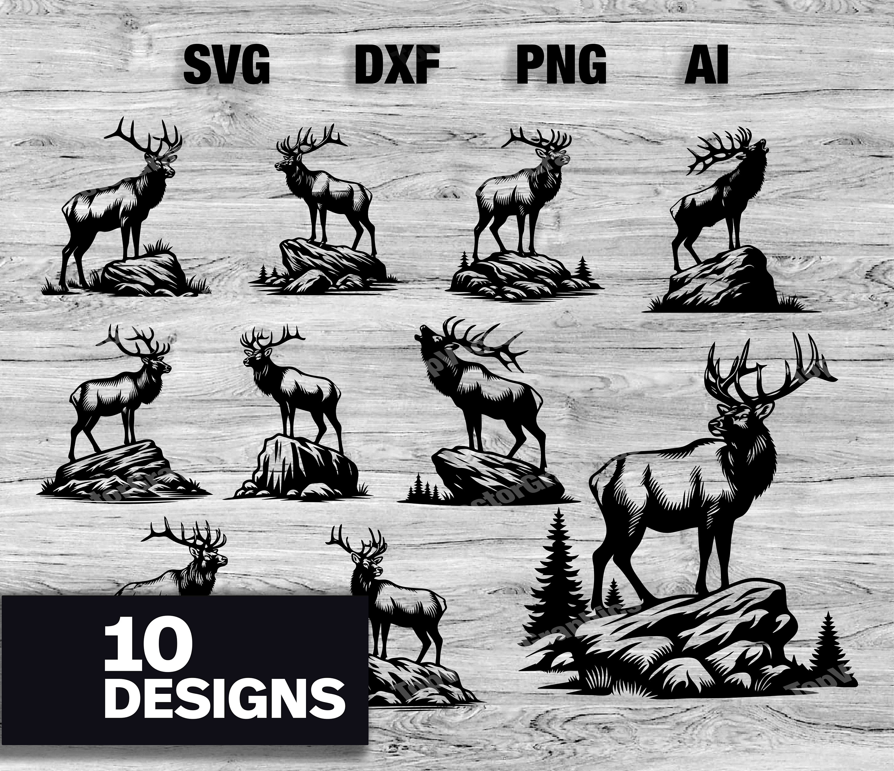 10 Elk Boulder Vector Graphics for DIY Crafts and Projects Elk ...