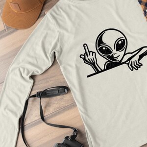 Peeking Alien Middle Finger | Alien Flip off Vector Graphic Laser File ...