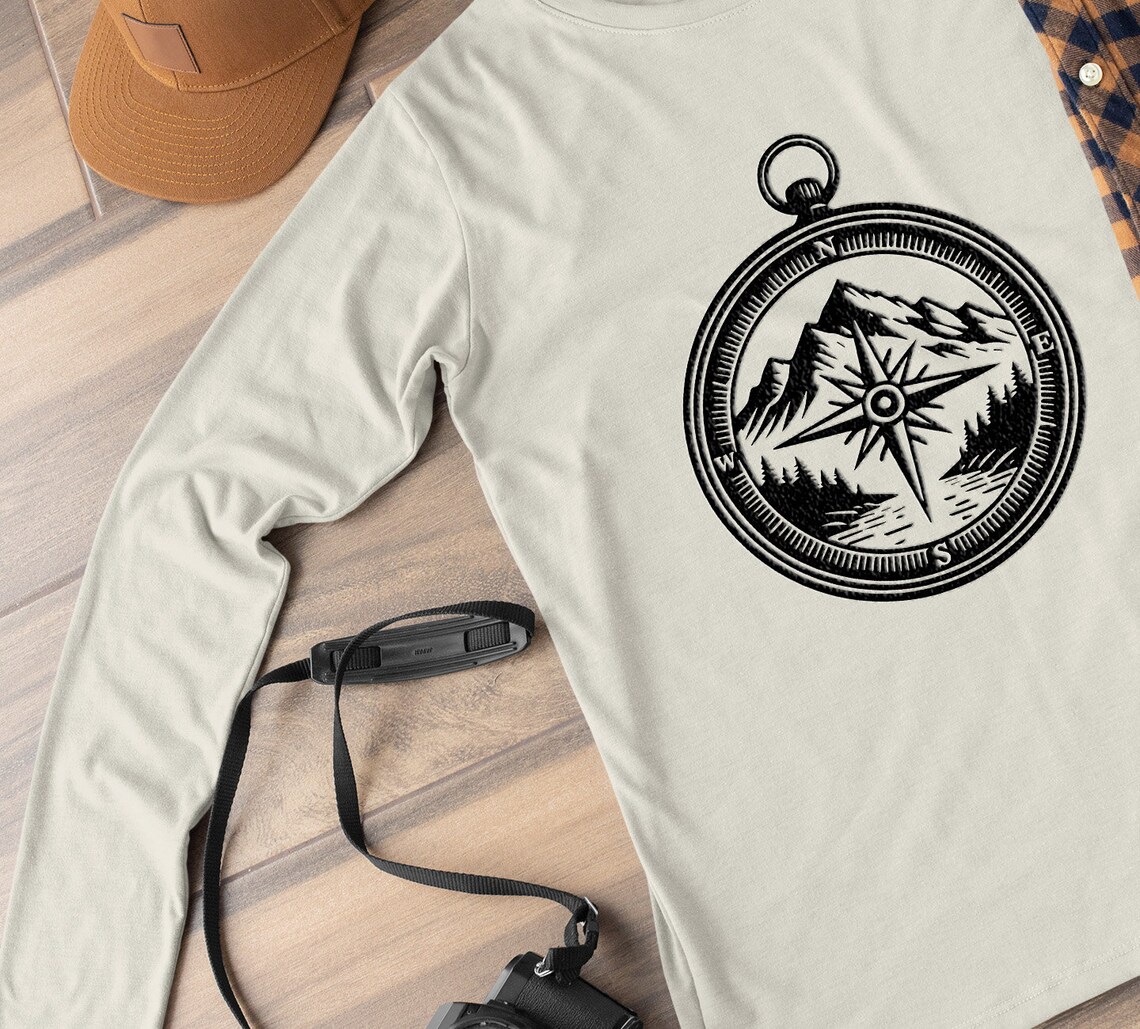 Compass Mountain Cut File | Outdoor Compass Rose Vector Graphic ...