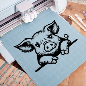 Peeking Pig Head | Pig Vector Graphic Laser File Silhouette Clip Art ...