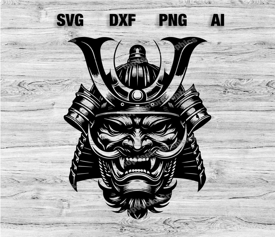 Vintage Samurai Face Mask Cut Files | Samurai Mask Vector Silhouette ...