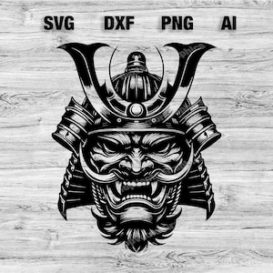 Vintage Samurai Face Mask Cut Files | Samurai Mask Vector Silhouette ...