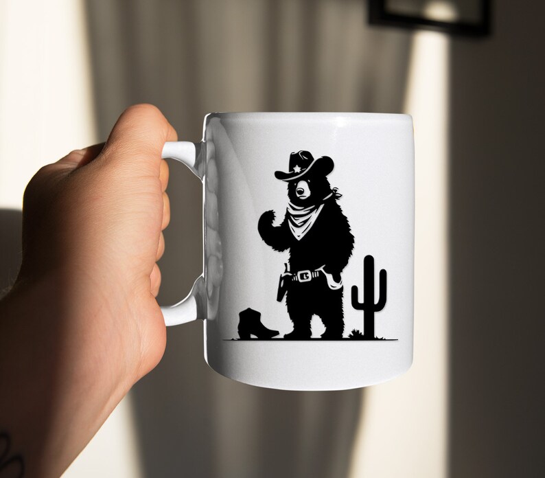 Bear Cowboy Silhouette Cut Files Fun Bear Western Cowboy Vector ...