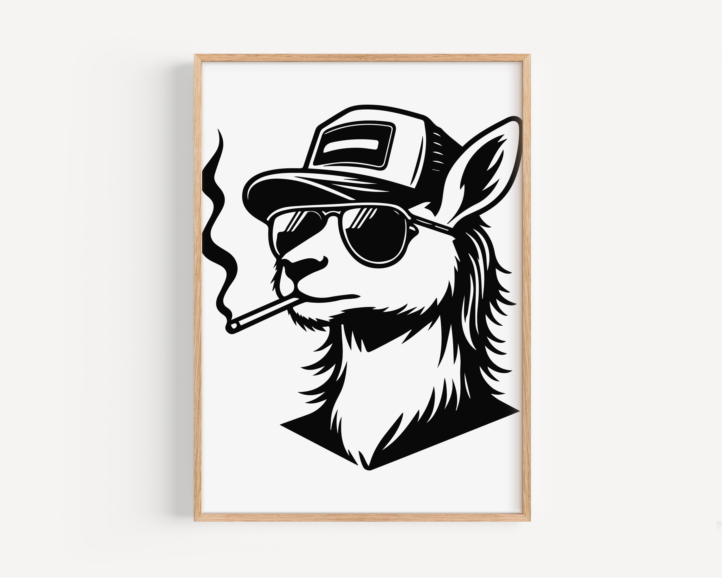Kangaroo Mullet With Sunglasses Smoking SVG, PNG, Dxf, Ai File Cool ...
