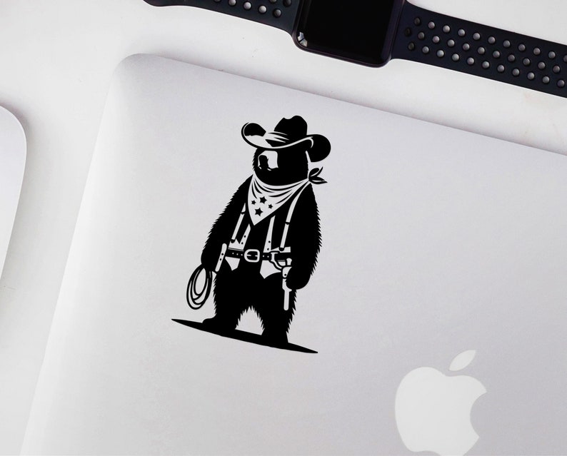 Bear Cowboy Silhouette Cut Files Fun Bear Western Cowboy Vector ...