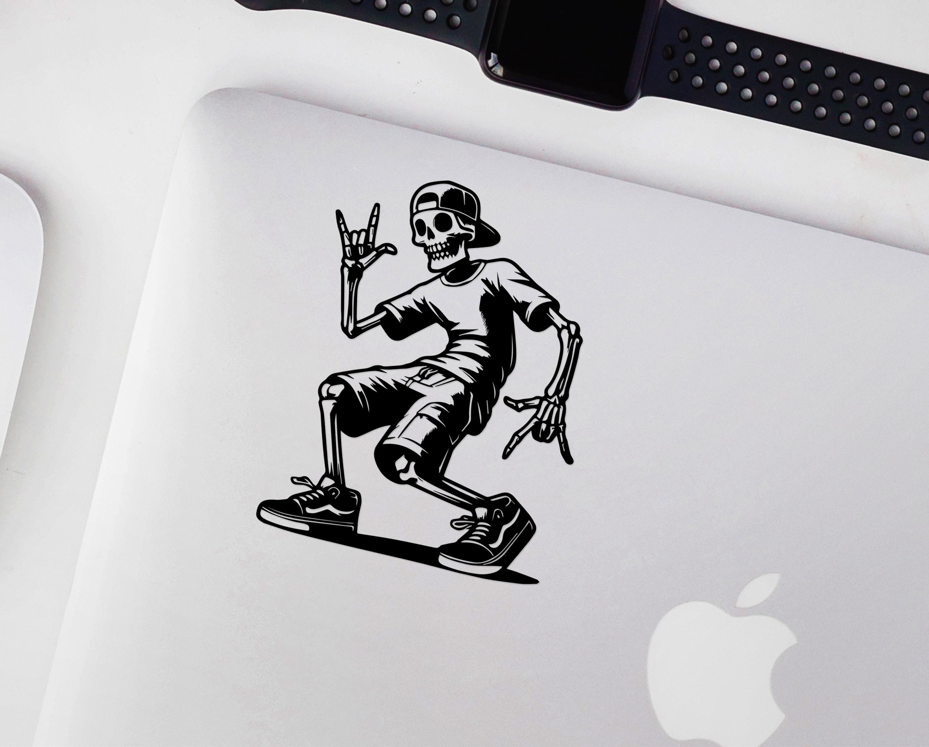 Skater Skeleton Rock and Roll Cut Files | Skater Skull Vector ...