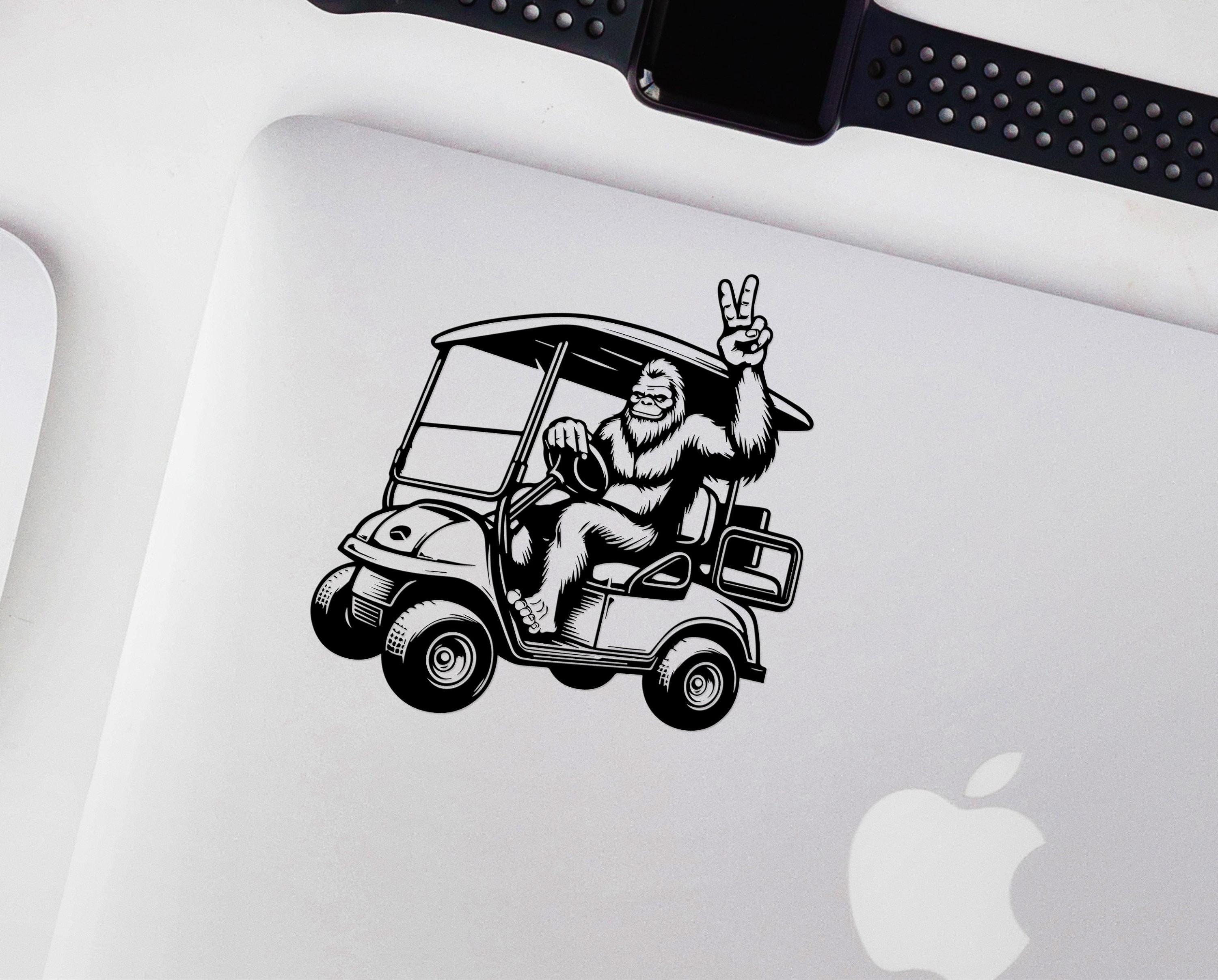 Bigfoot Riding Golf Cart Cut Files | Bigfoot Golfing Vector Silhouette ...