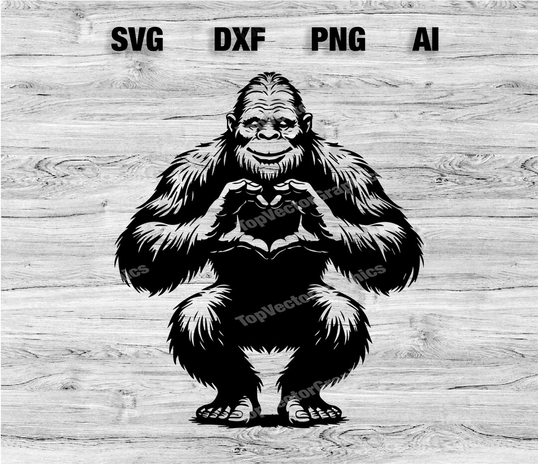 Bigfoot Heart Shape Cut Files | Bigfoot Vector Graphic Silhouette ...