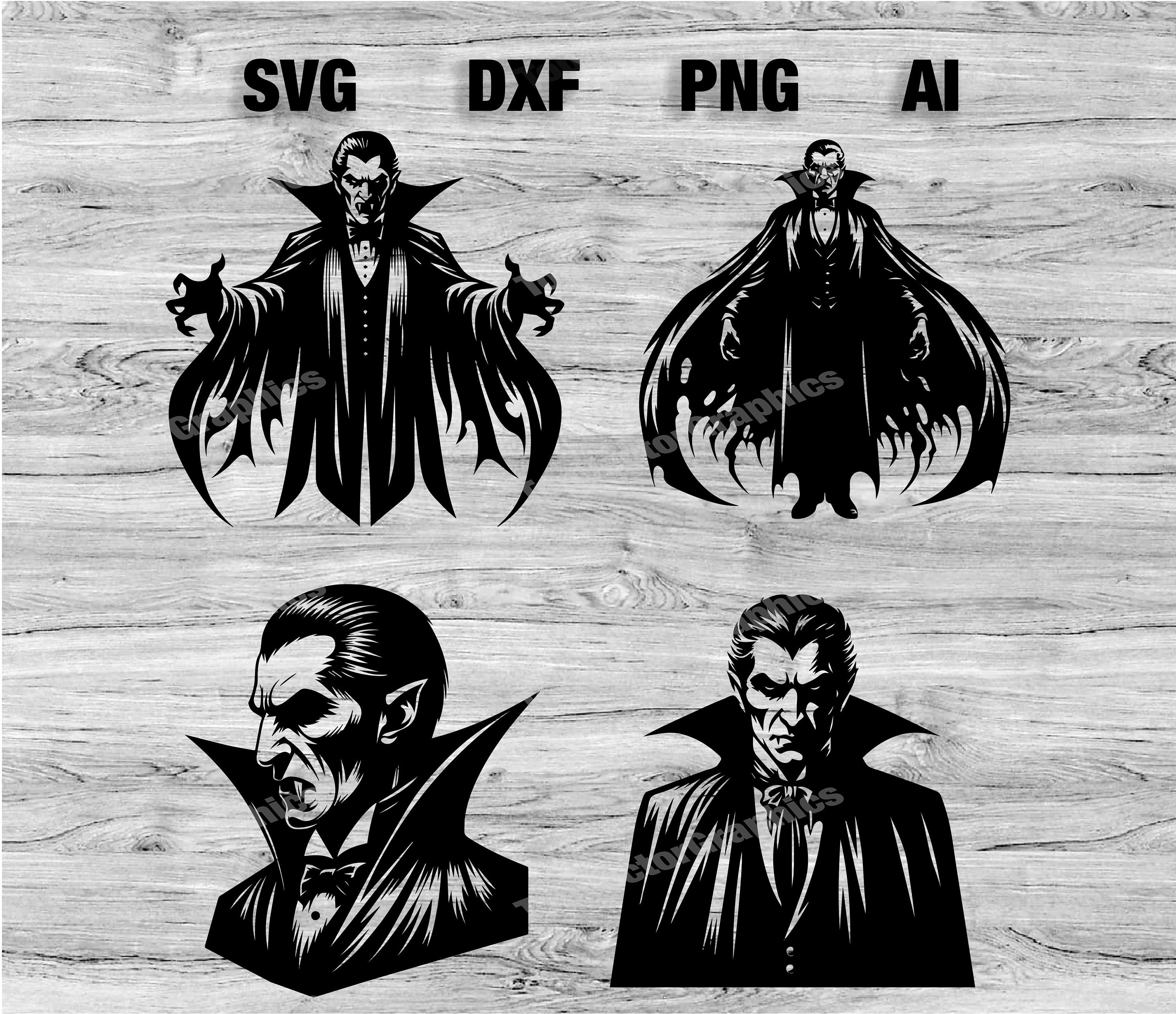 12 Dracula Cut Files | Scary Vampire Vector Graphic Silhouette, Cameo ...