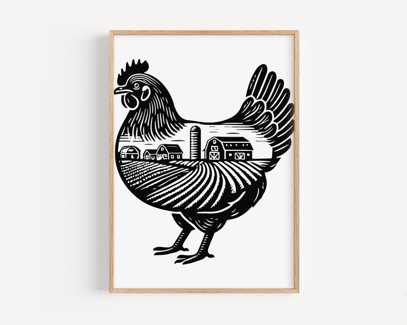 Chicken Farm Scene Cut File | Rooster Graphic Wall Art Silhouette ...