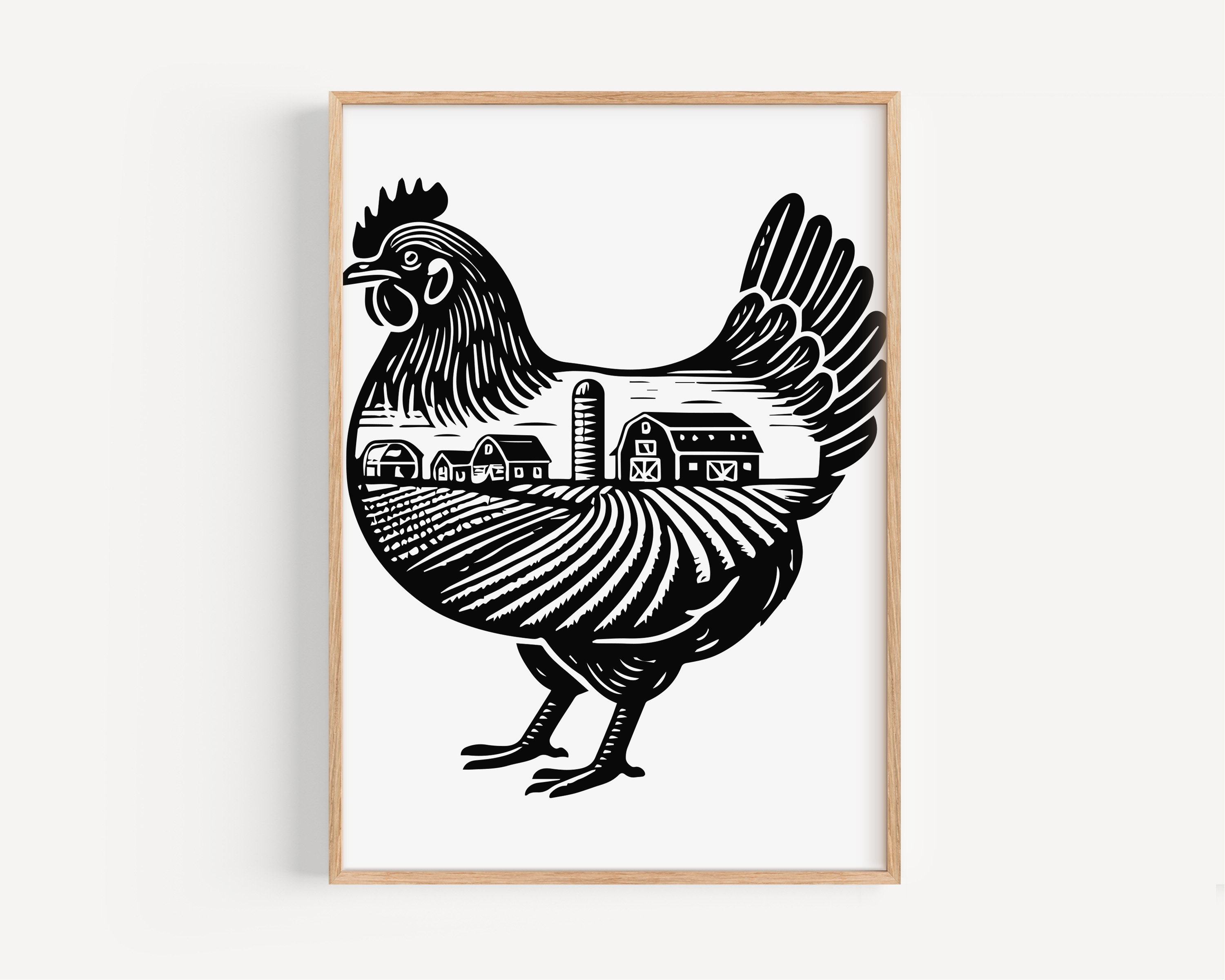 Chicken Farm Scene Cut File | Rooster Graphic Wall Art Silhouette ...