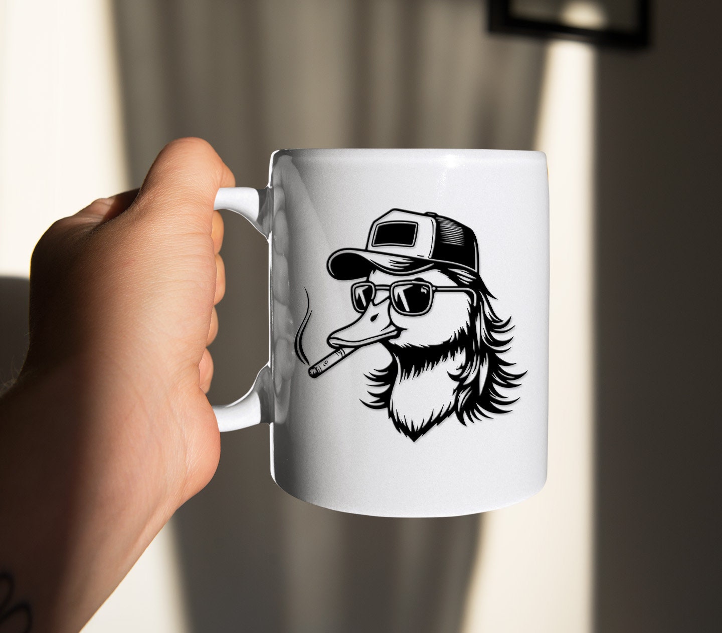 Duck Mullet With Sunglasses Smoking File Mallard Duck Trucker Hat ...