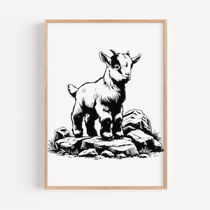Baby Goat on Rocks Cut Files | Billy Goat Vector Silhouette, Cameo ...