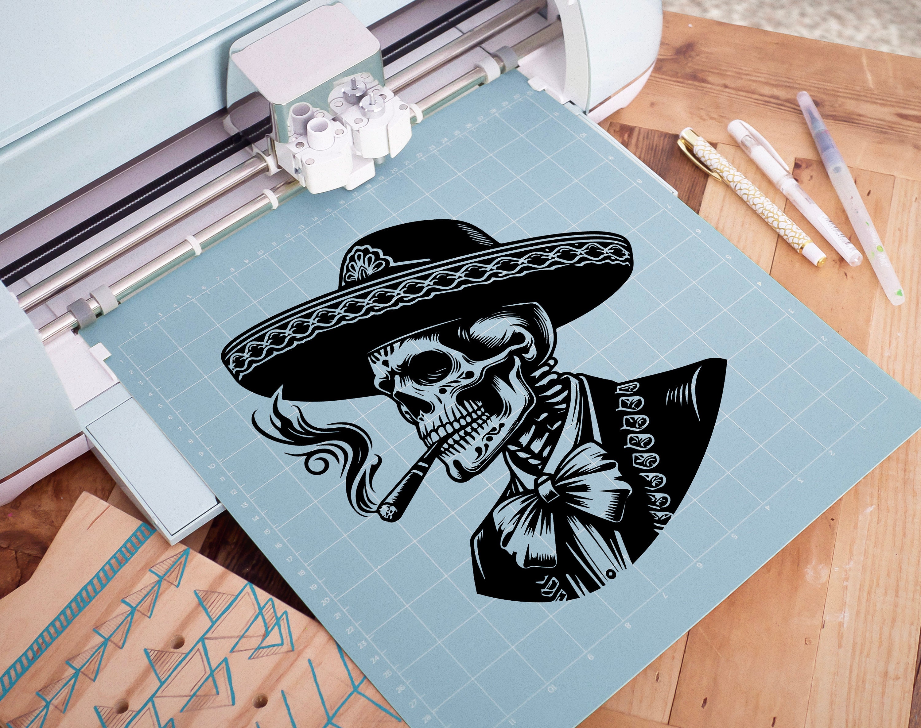 Mariachi Skeleton Smoking Files 420 Skull Vector Silhouette, Cameo ...