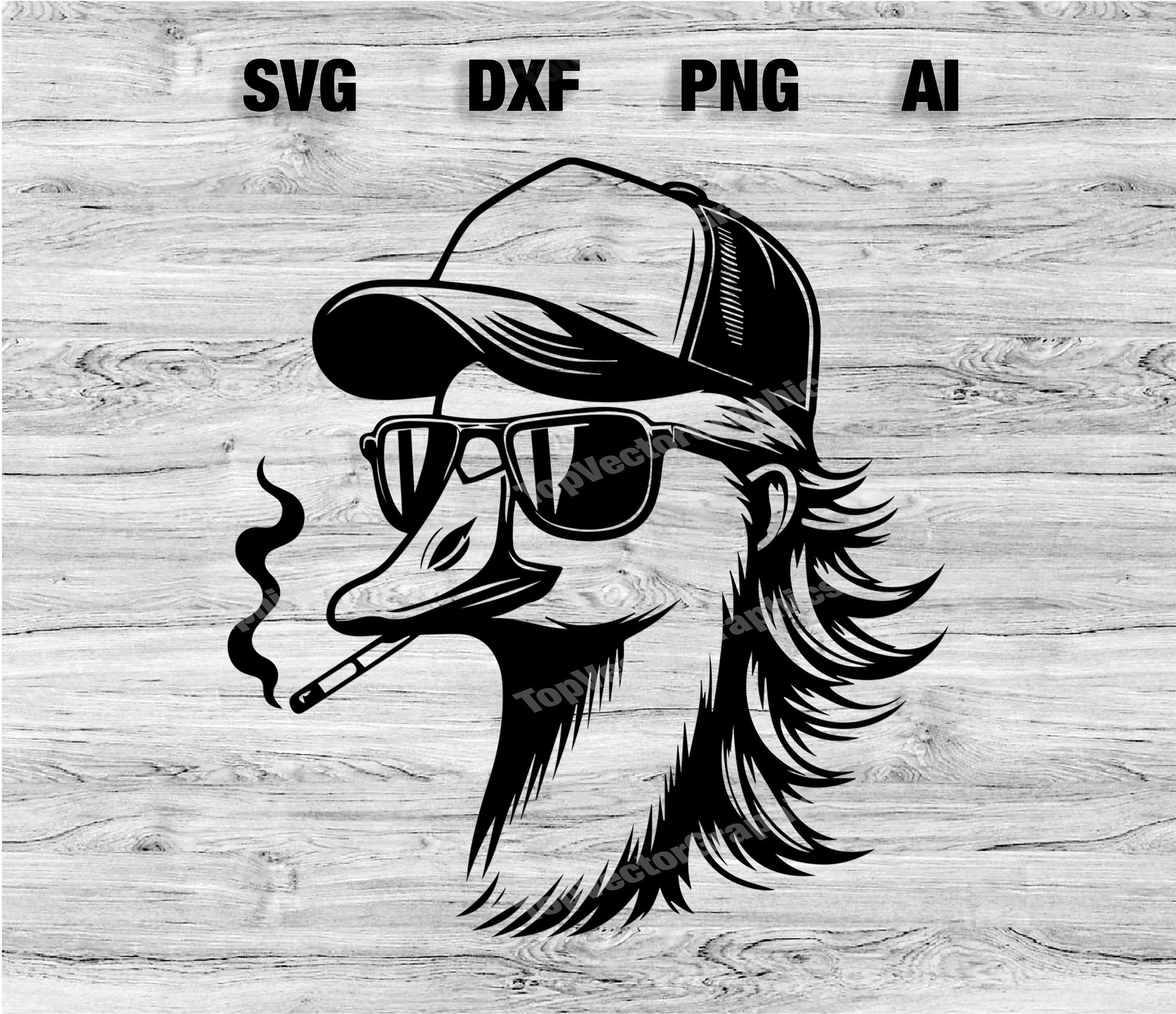 Goose Mullet With Sunglasses Smoking File Cool Goose Trucker Hat ...