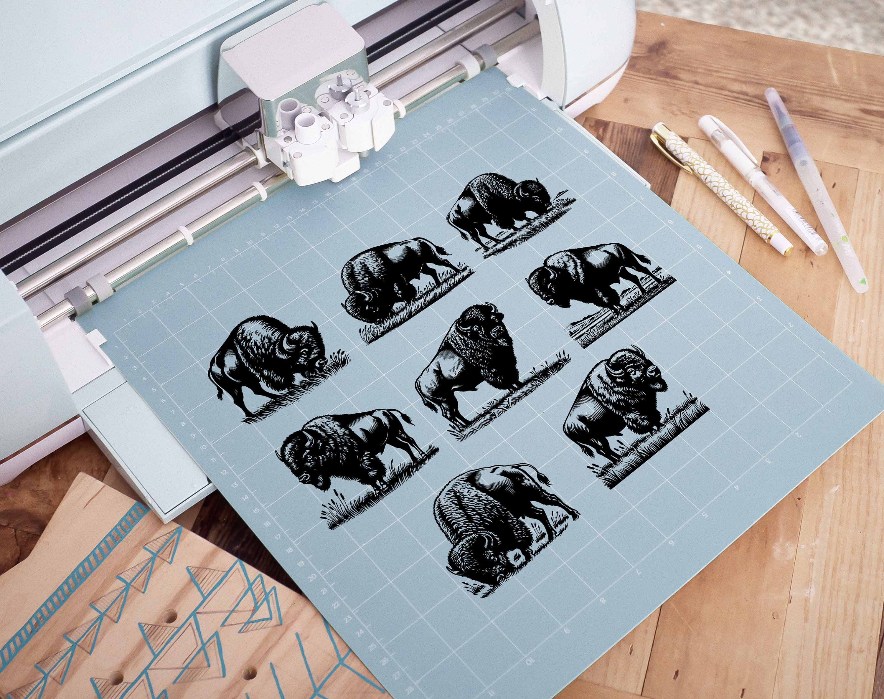 8 Bison Cut Files | Bison Vector Graphic Silhouette, Cameo, Cricut SVG ...