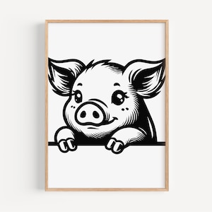 Peeking Pig Head | Pig Vector Graphic Laser File Silhouette Clip Art ...