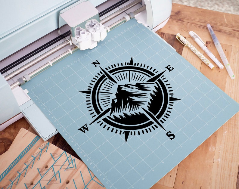 Compass Mountain Cut File Outdoor Compass Rose Vector Graphic ...