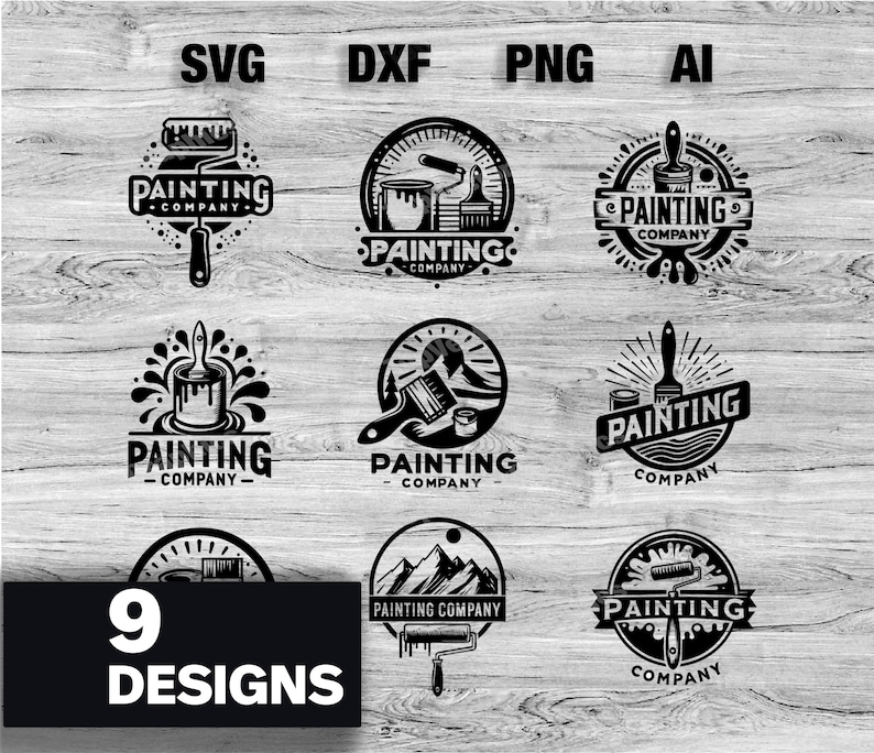9 Professional Painting Company Logo Design SVG, PNG, Dxf, AI Files ...