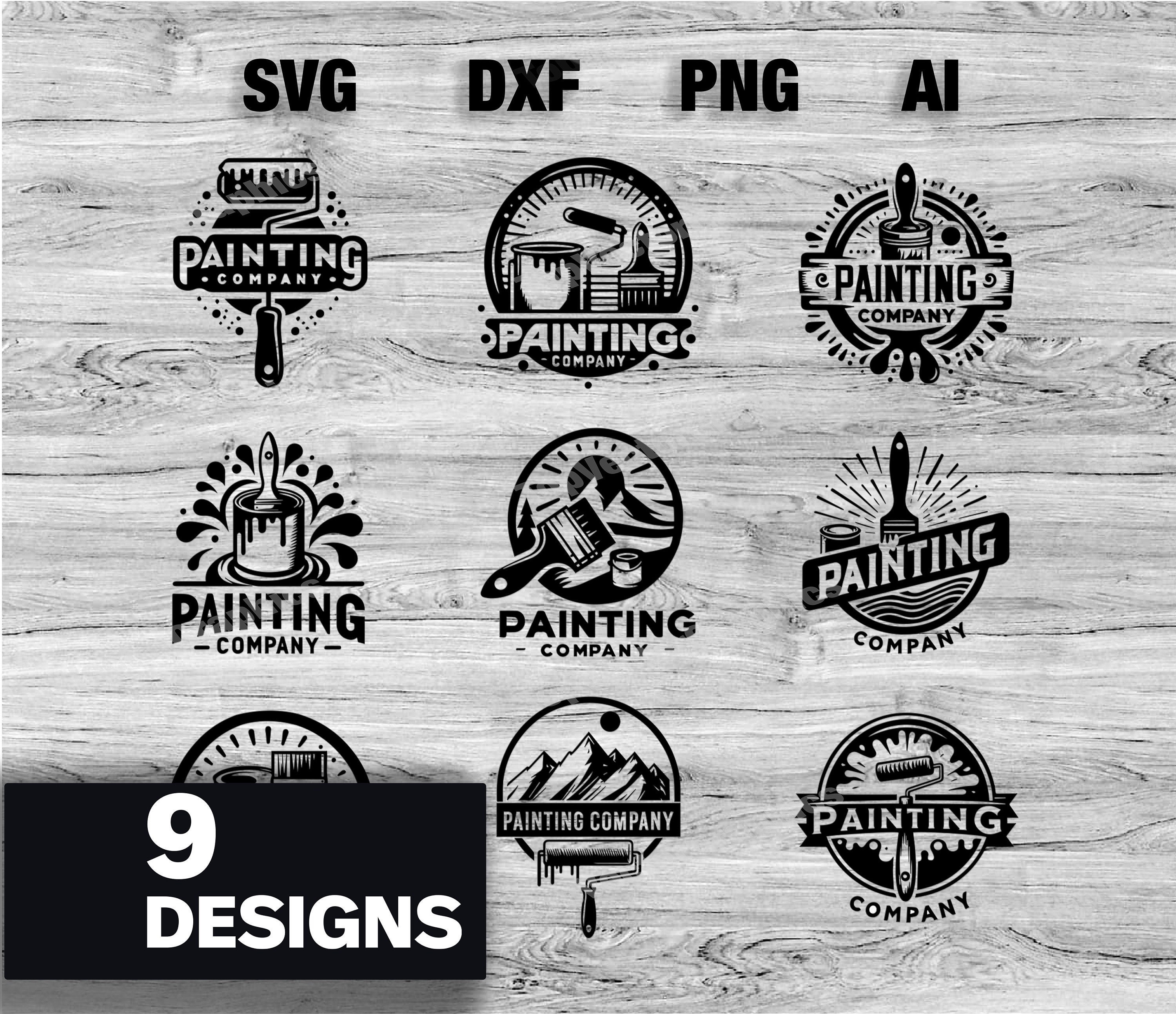 9 Professional Painting Company Logo Design SVG, PNG, Dxf, AI Files ...