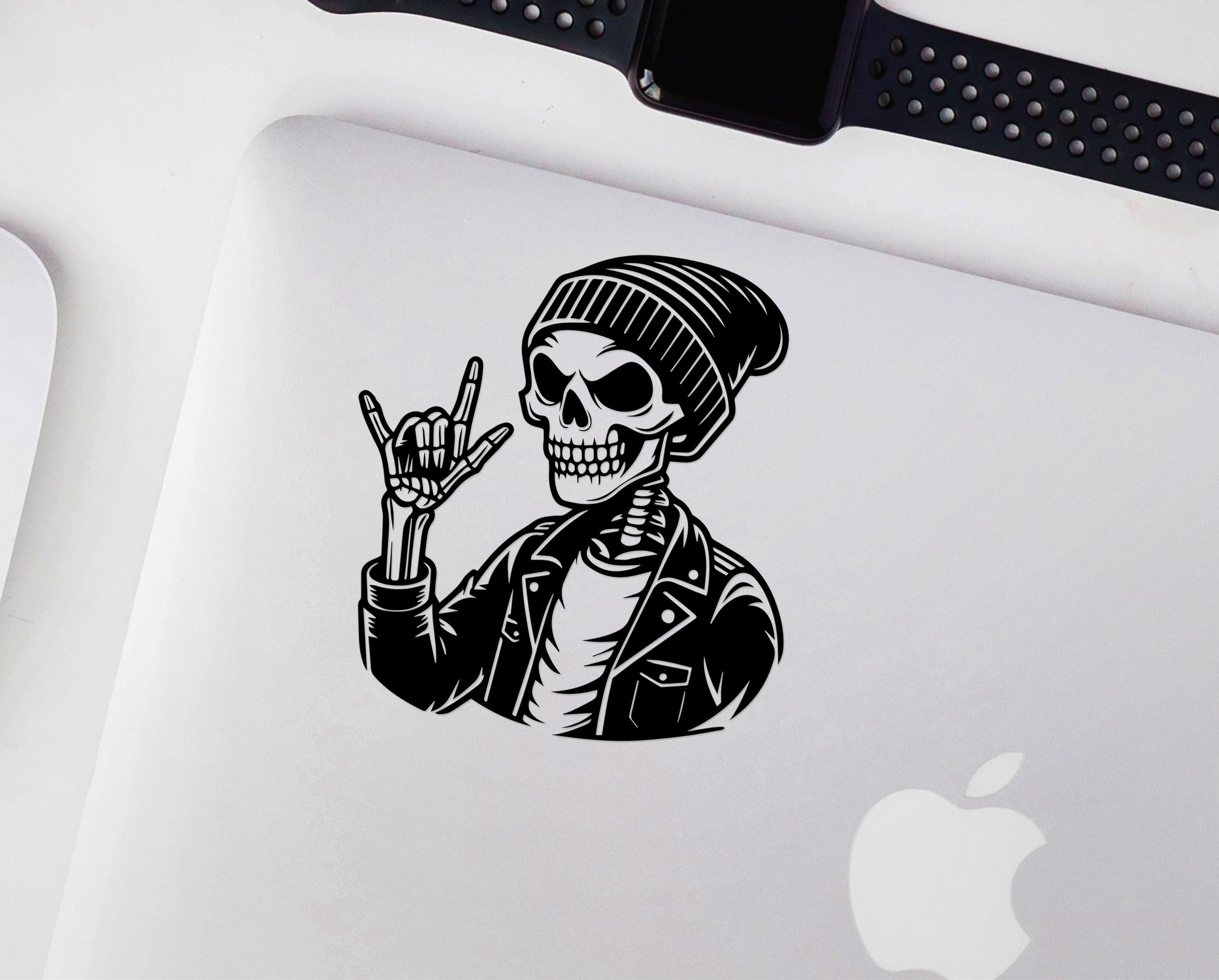 Punk Skeleton Rock and Roll Cut Files | Skater Skull Vector Silhouette ...