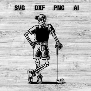 Skeleton Golf Vector Graphic for DIY Crafts and Projects Skull Playing ...
