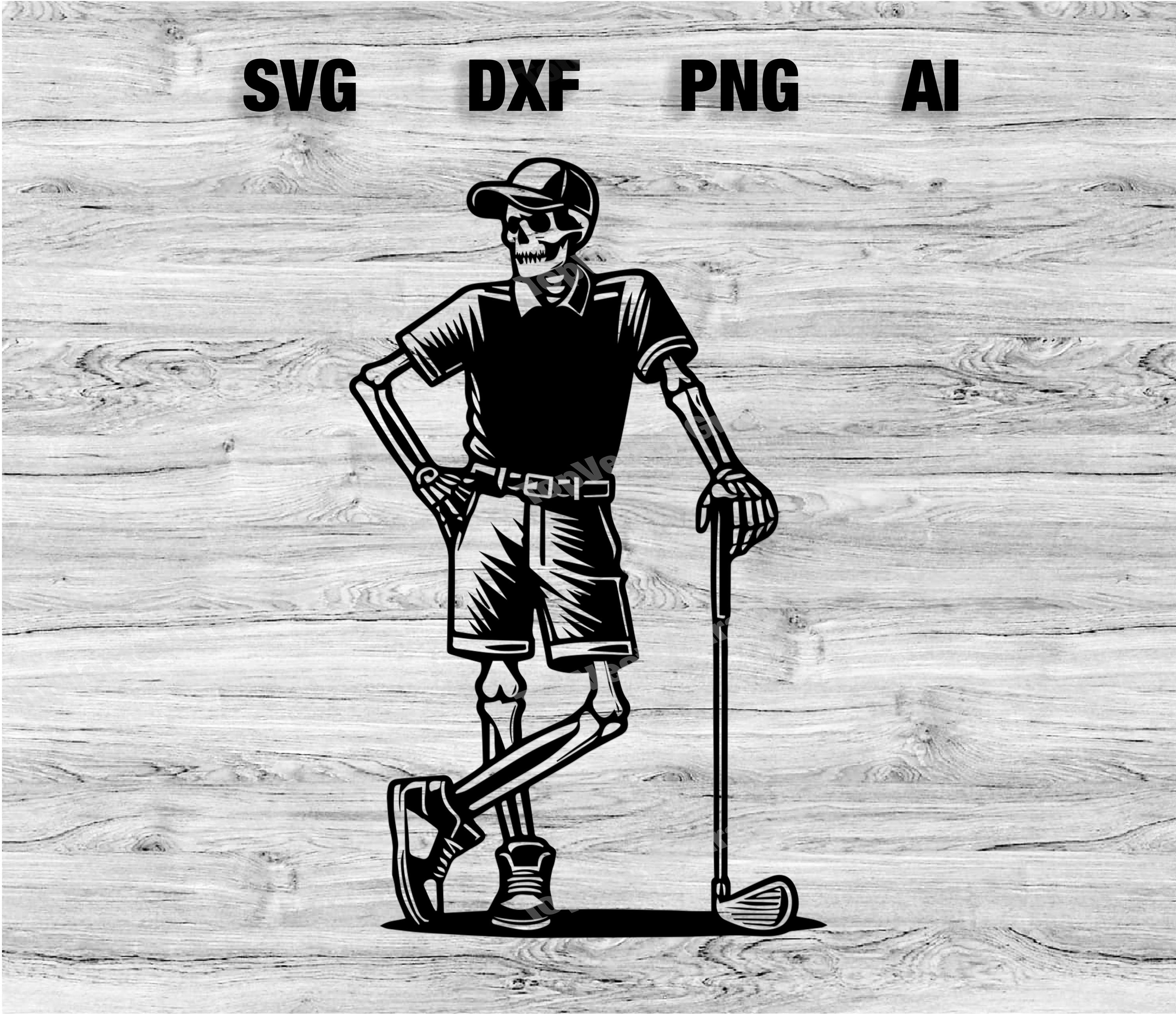 Skeleton Golf Vector Graphic for DIY Crafts and Projects | Skull ...