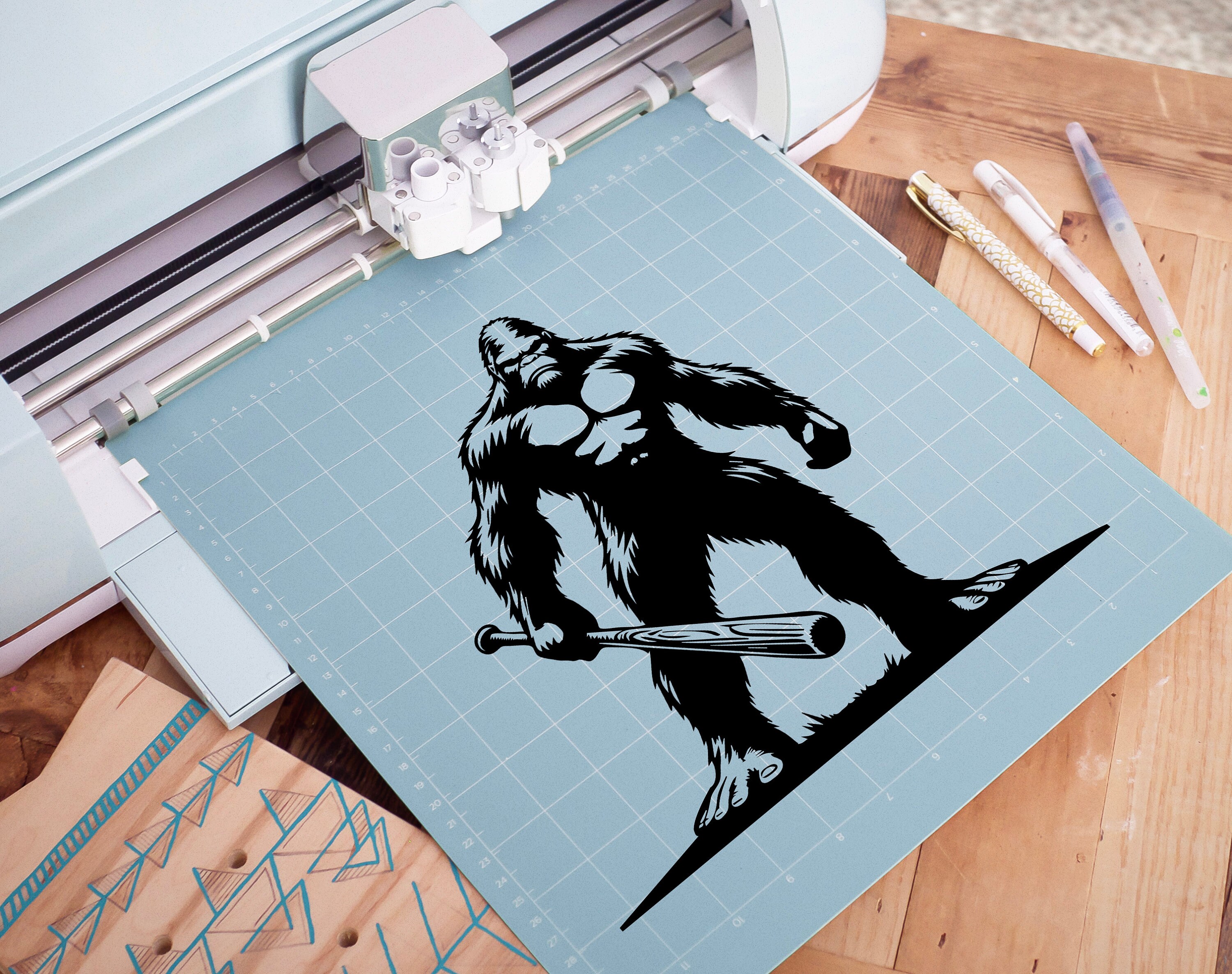 Bigfoot Baseball Silhouette Cut Files | Fun Bigfoot Vector Silhouette ...
