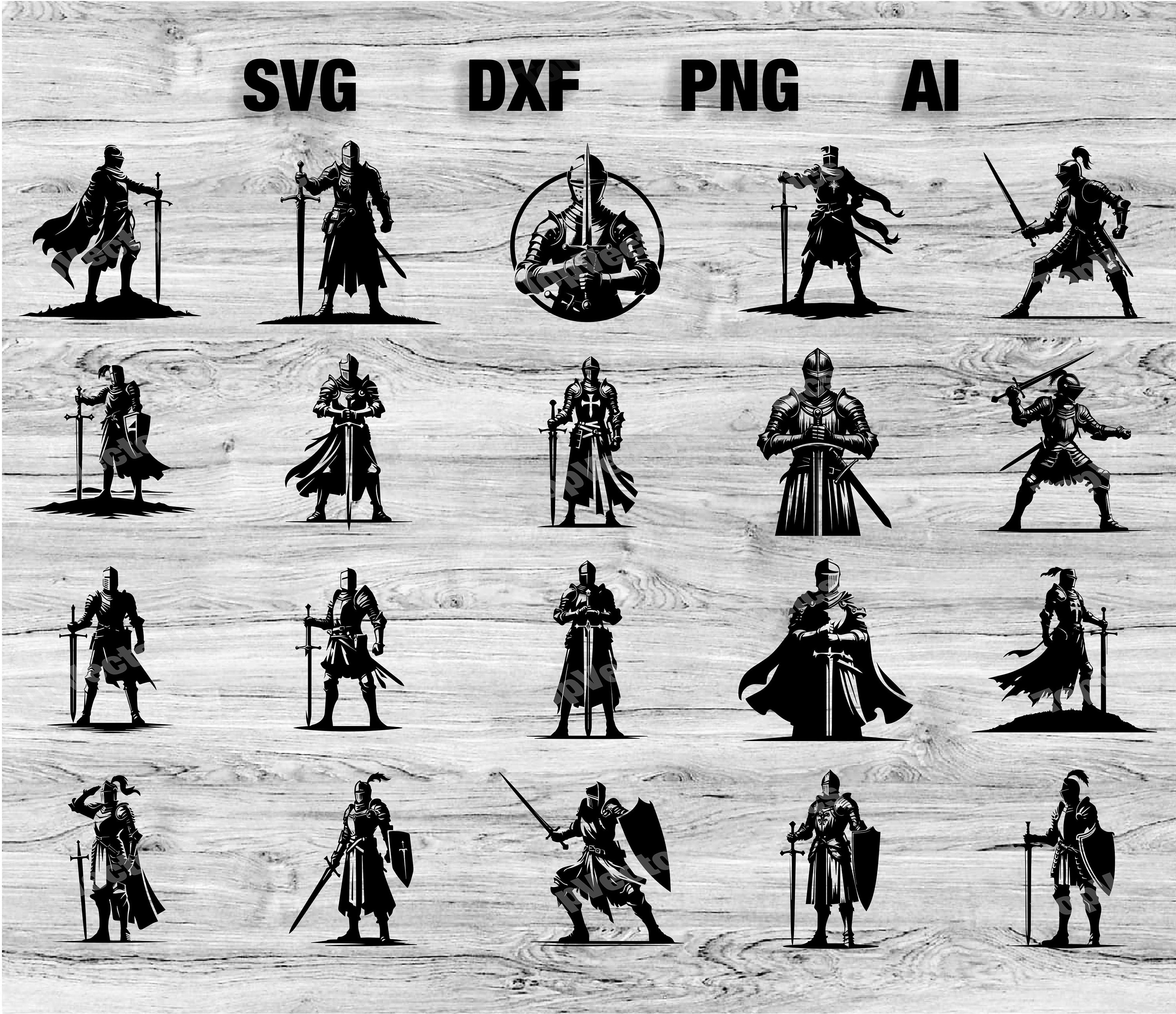 20 Medieval Knight Graphics Knight Warrior Cut Files Silhouette, Cameo ...