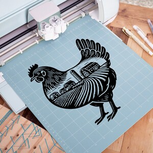 Chicken Farm Scene Cut File | Rooster Graphic Wall Art Silhouette ...