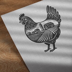 Chicken Farm Scene Cut File | Rooster Graphic Wall Art Silhouette ...