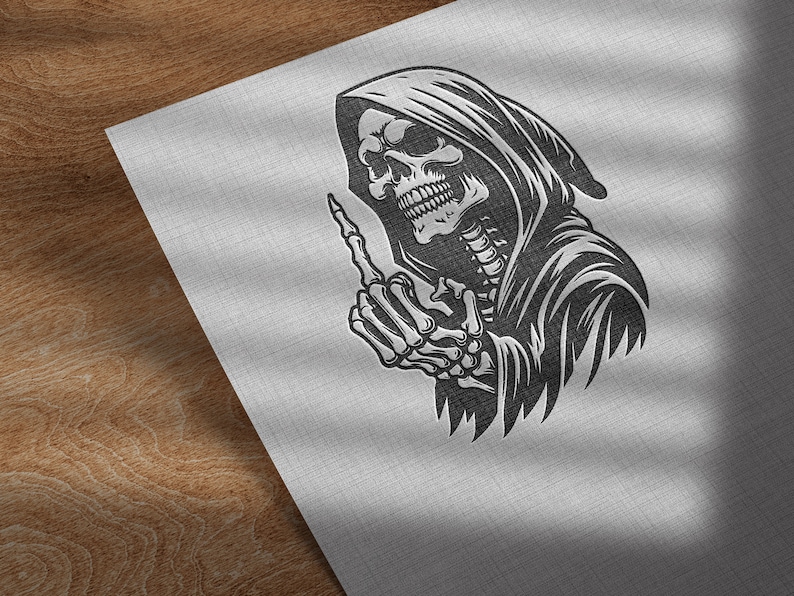 Grim Reaper Skeleton Cut Files Grim Reaper Finger Skull Vector Silhouette, Cameo, Cricut SVG ...