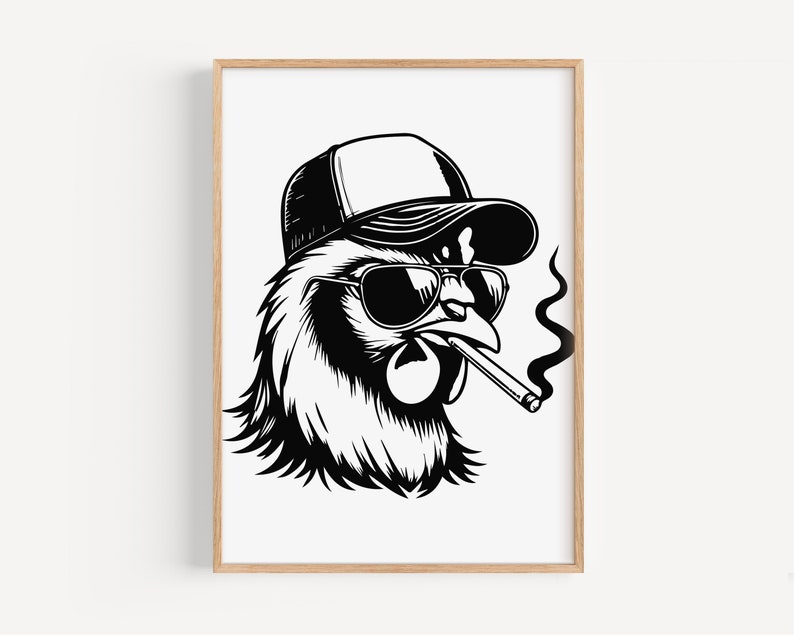 Chicken Mullet With Sunglasses Smoking SVG, PNG, Dxf, Ai File Cool ...