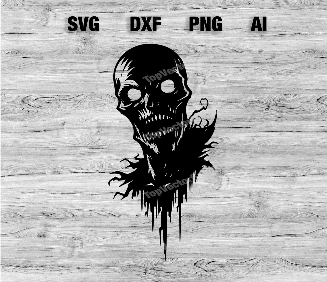 Scary Zombie Cut File | Zombie Vector Graphic Silhouette, Cameo, Cricut ...