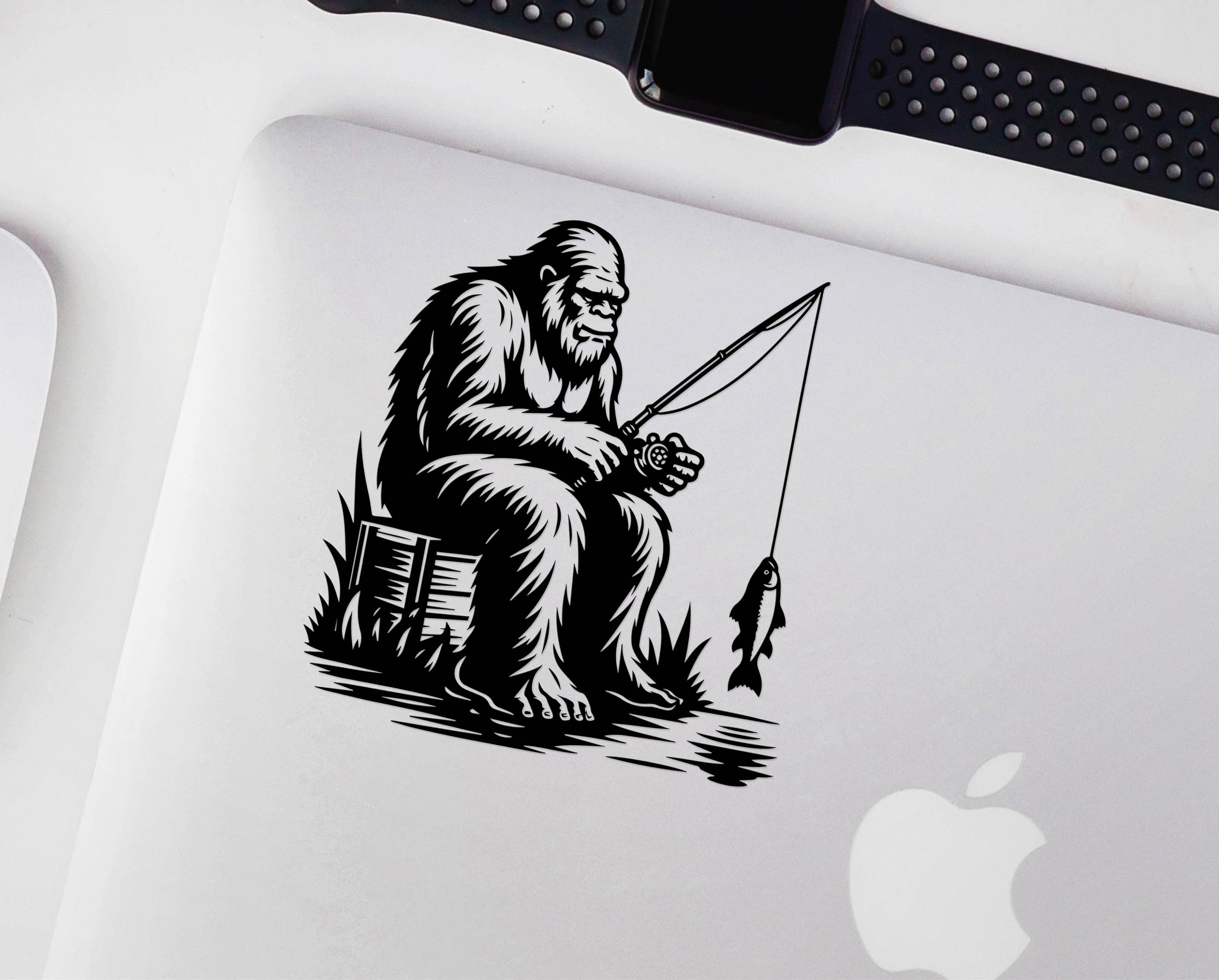 Bigfoot Fishing Vector Graphic for DIY Crafts and Projects | Bigfoot ...